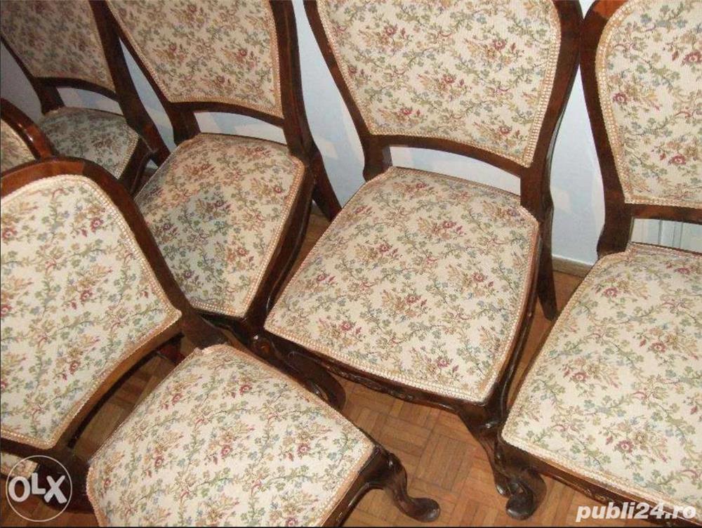 Set 6 Scaune din Lemn Masiv sufragerie. Scaunele se prezinta f. bine ...