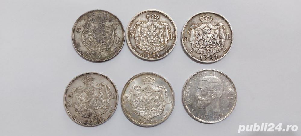 Colectionar cumpar monede de argint 5 lei 1880-1881-1882-1883-1884-1885 ...