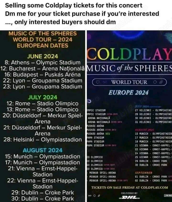 Bilete concert Coldplay 12 June Bucharest Sector 1 - Timp liber si ...