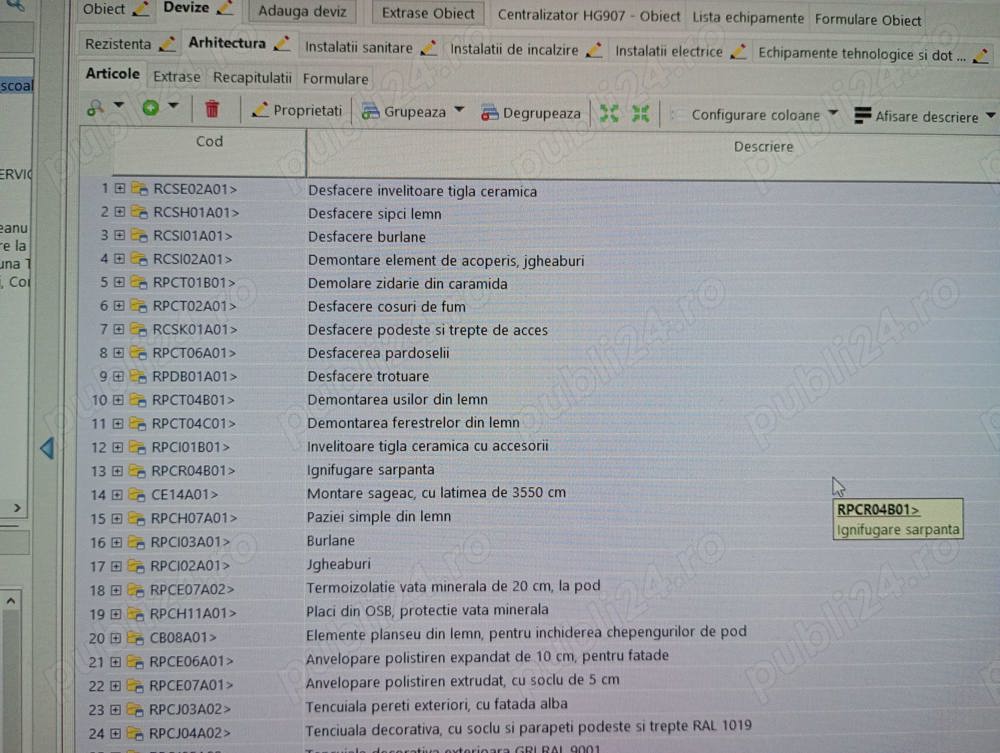 Intocmire devize lucrari de constructii si instalatii Slatina - Servicii