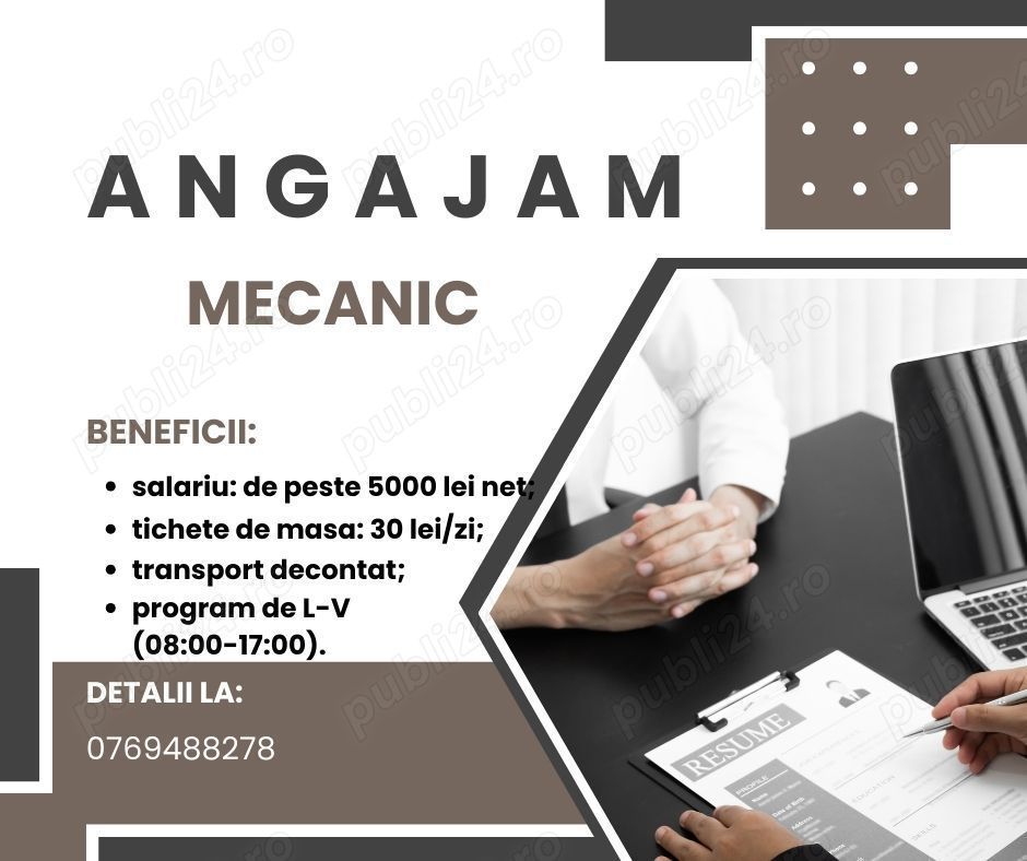 Angajam: Mecanic • Get hired solutions • Sector 3 Bucuresti