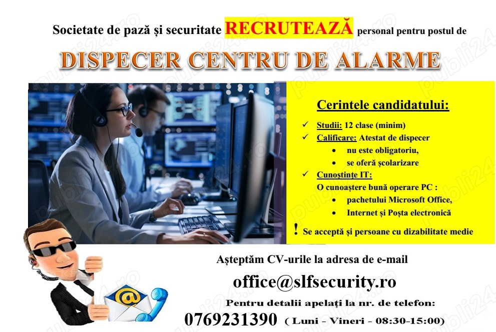 Dispecer centru de alarmare • SLF Protect Security • Brasov Brasov