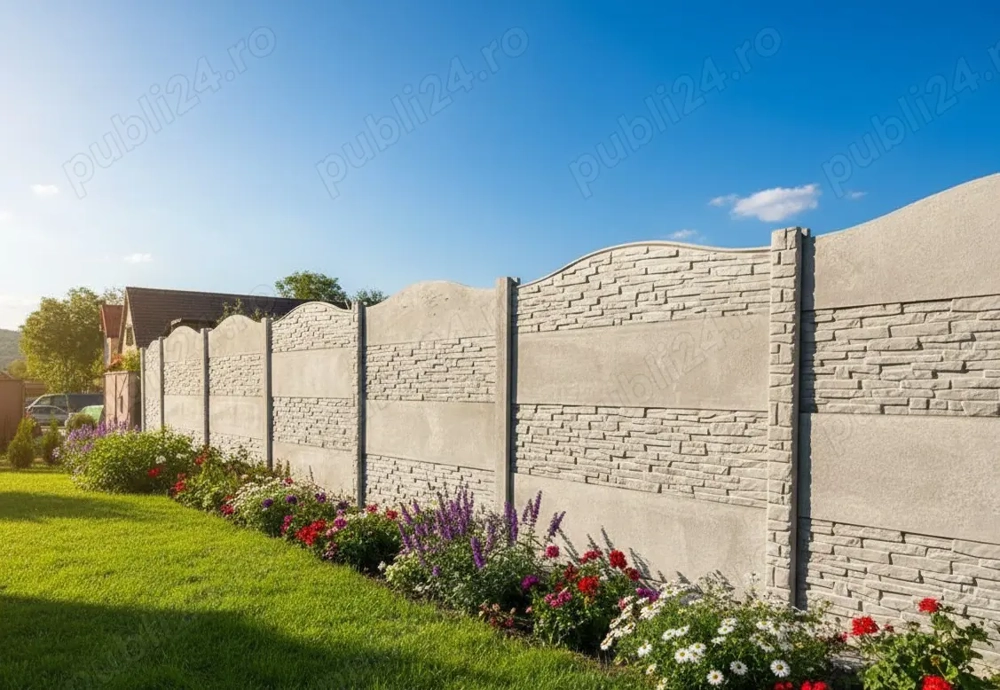 Gard beton placi și stâlpi prefabricat Sanpetru - Casa si gradina