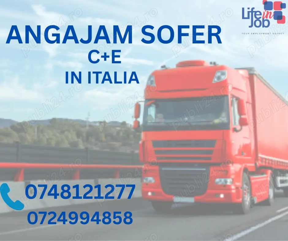 Sofer Cat. C+E in Italia • Lifein Job • Timisoara Timis