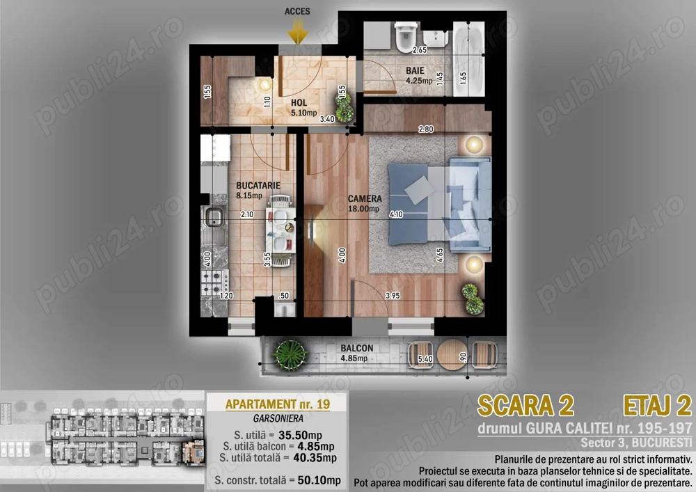 Garsoniera zona Metrou Nicolae Teclu Theodor Pallady Sector 3 - Imobiliare