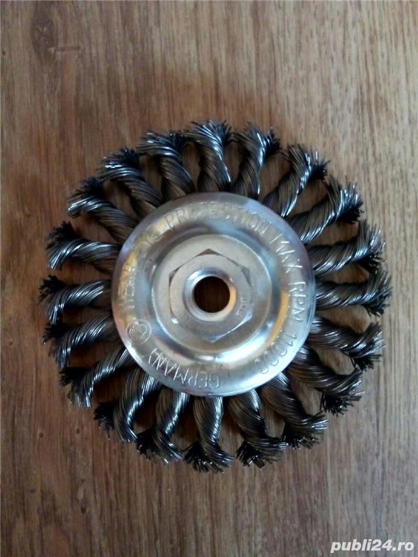 Perie sarma,circulara,cu alezaj,pentru otel inox,diametru 125x14x22 mm ...