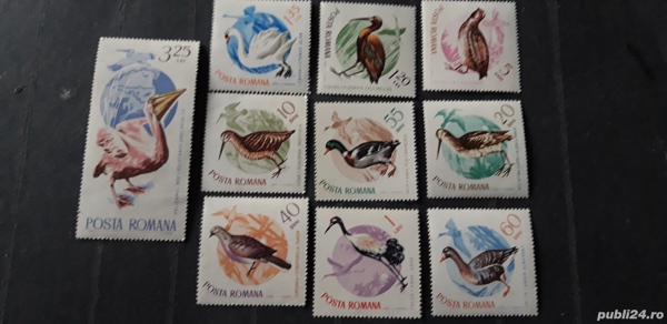 Timbre Romania-Pasari,nestampilate,10 poze. Sector 3 - Timp liber si sport