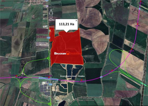 Vand teren extravilan 1132100 mp front stradal 650 • Sofronea, Arad