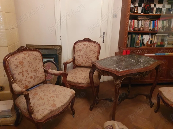 Mobila salon Louis XV, scrin Biedermeier, dulap cu doua usi Biedermeier ...