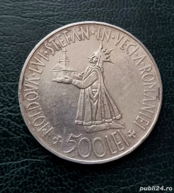 Moneda veche,argint, 500 lei 1941 Zanesti - Timp liber si sport