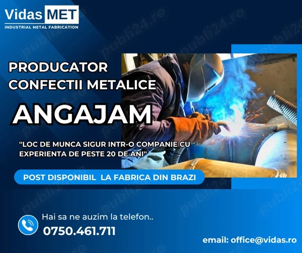 Angajam: Muncitor NECALIFICAT Vidas MET Producator confectii metalice ...