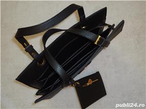 Geanta + portofel dama piele eco neagra 5 compartimente Tory Burch ...