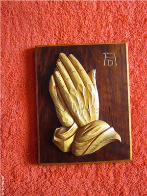 Cadou rar Maini de rugaciune sculptura lemn dupa A.Durer Germania ...