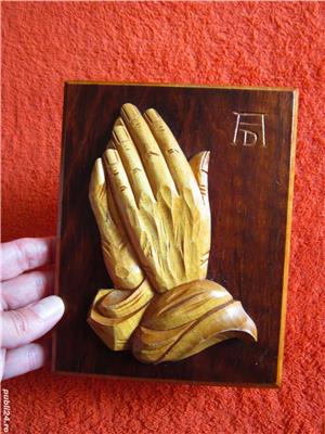 Cadou rar Maini de rugaciune sculptura lemn dupa A.Durer Germania ...