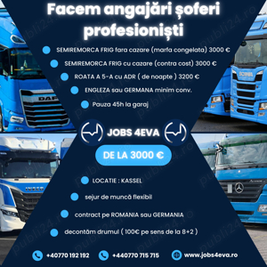 Angajam sofer tir C CE doar GERMANIA • Jobs 4Eva • Constanta Constanta