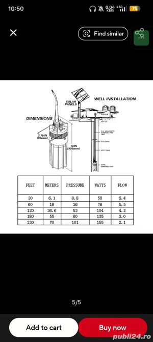 Pompa solara , apa 12 sau 24v Galati - Casa si gradina