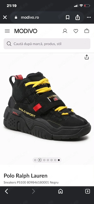 Vand Polo Sport Ralph Lauren PS100 negri cu detalii rosii si galbene ...