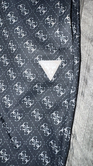 Pantaloni Guess monogram bleumarin, logo all-over print | NOU cu ...